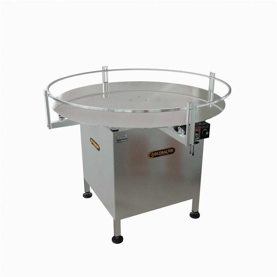 GLOBALTEK Stainless Steel Enclosed Frame Accumulation Rotary Table